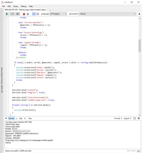 How Can I Run Info To Modem Using Api C Scripting Mikrotik