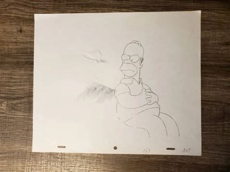 The Simpsons Production Cel Cell Drawing Animation Art Homer Simpson £
