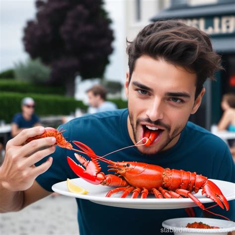 Man Consuming Lobster Stable Diffusion Online