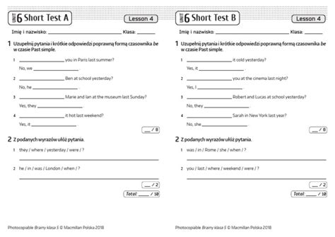 Brainy Kl5 Short Tests Unit 6 Lesson 4 Pdf