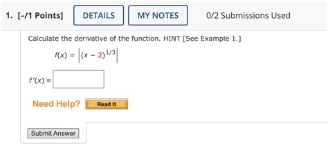 Solved Calculate The Derivative Of The Function Hint See