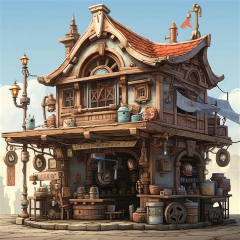 Premium Ai Image A Building With Many Objects On The Front