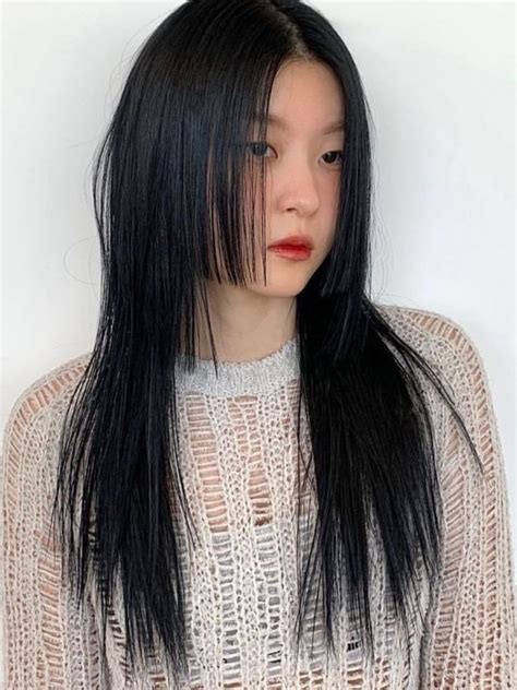 Long Layered Cut With Hime Bangs Asian Short Hair Long Curly Hair