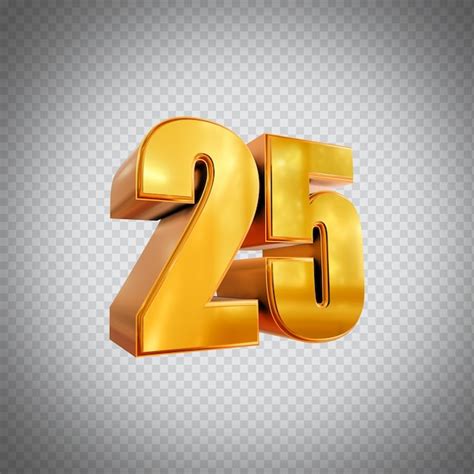 Imagem renderizada em 3d de número 25 fundo transparente PSD Premium
