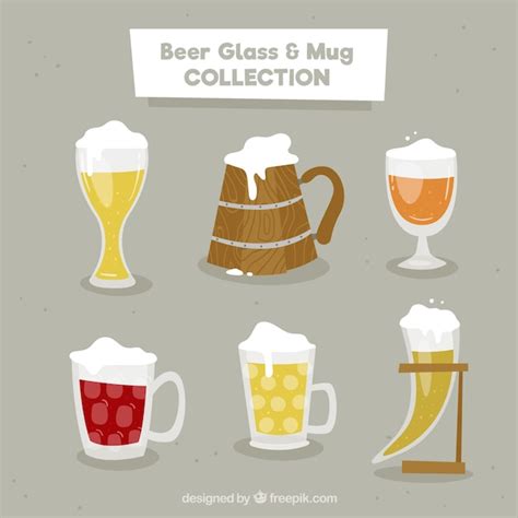 Free Vector Flat Beer Glass And Mug Collection