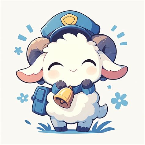 Premium Vector A Steady Sheep Police Cartoon Style