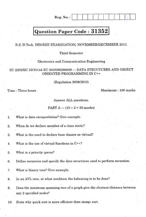 Ec2202 Data Structures And Object Oriented Programming In C Nov Dec 2013 Question Paper