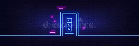 Door Line Icon Building Entrance Sign Neon Light Glow Effect Vector Stock Illustration