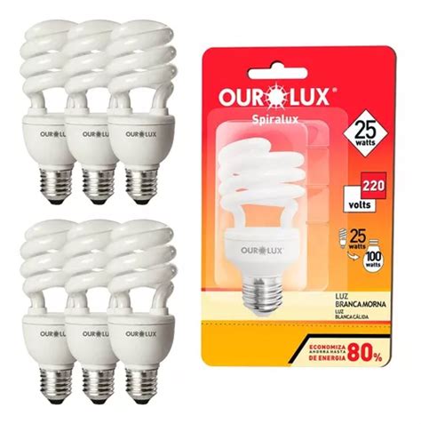 Kit 6 Lâmpadas Fluorescente Espiral 25w 220v E27 2700k Parcelamento