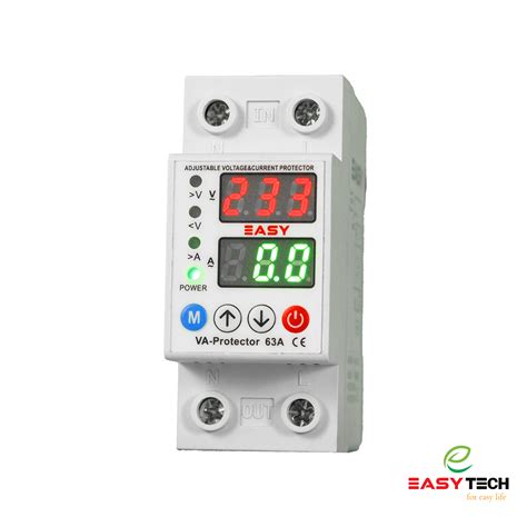 Voltage Current Protector 63A With Adjustable Protection Settings Protects Electrical
