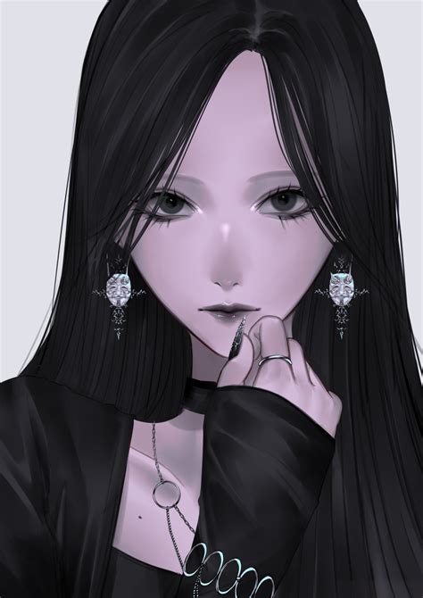Safebooru 1girl Absurdres Black Choker Black Hair Black Lips Black