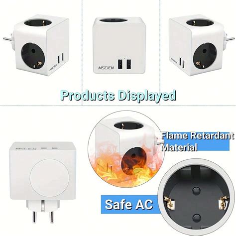 1pc Cube Design Rubik S Extension Socket EU Plug 2 USB Ports Multi Function Power Charger