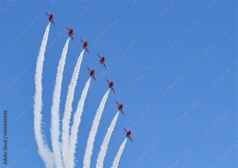 british raf red arrows falcons aerobatic team fighter jet with blue ...