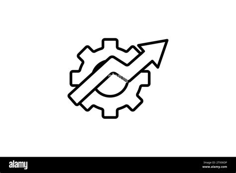 Productivity Icon Gear With Up Arrow Line Icon Style Simple Vector