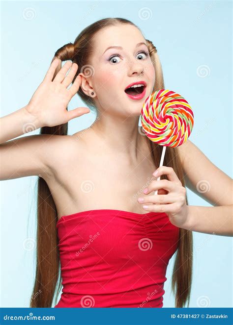 Young Woman With Lollipop Stock Image Image Of Girl 47381427