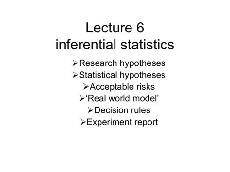 Lecture Inferential Statistics