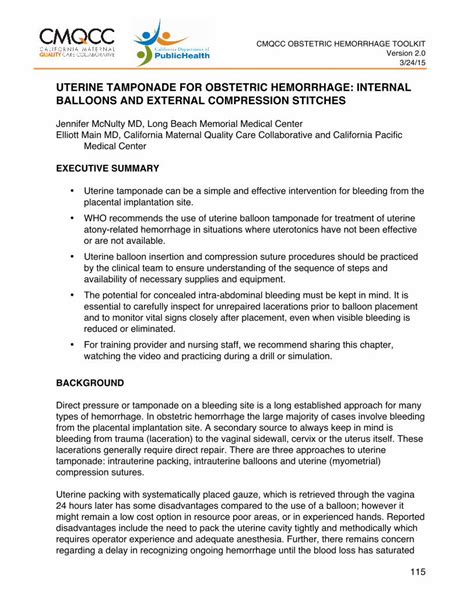 Pdf Uterine Tamponade For Obstetric Hemorrhage … Dokumen Tips