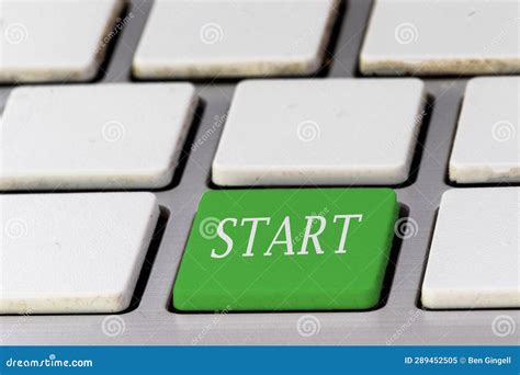 Green Start Button On A Keyboard Stock Image Image Of Green