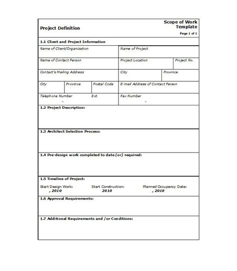 Scope Of Work Template 01 Templates Statement Of Work Templates Free Design