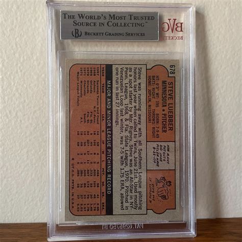 1972 Topps Vault File Copy 1 Of 1 Card 678 Steve Luebber Mn Twins Bvg