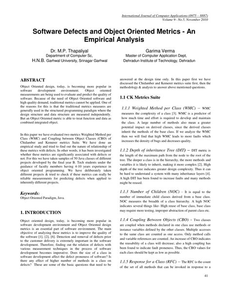 Pdf Software Defects And Object Oriented Metrics An Empirical Analysis