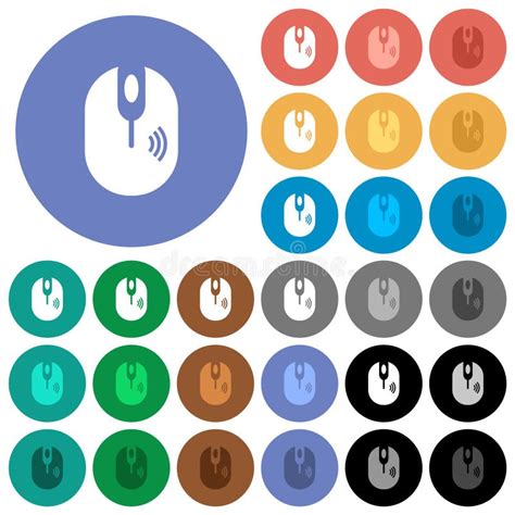 Wireless Computer Mouse Round Flat Multi Colored Icons Stock Vector