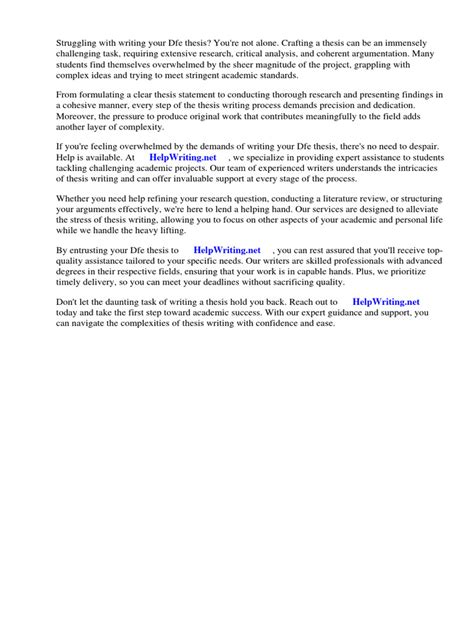 Dfe Thesis Pdf Career And Growth