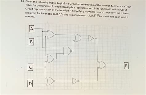 Solved 1 Given The Following Digital Logic Gate Circuit