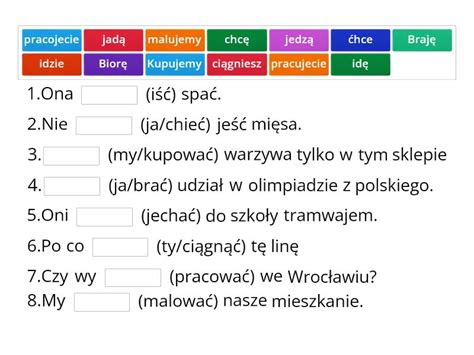 Koniugacja -ę; -esz - Доповніть речення