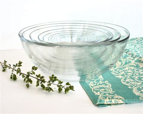 Full Set Of Duralex French Glass Nesting Bowls Ten Mixing Etsy
