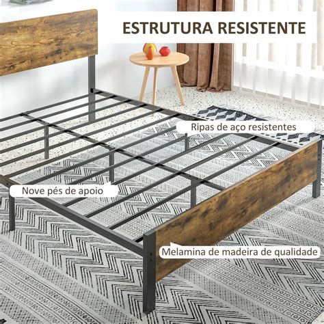 Homcom Estrutura De Cama Industrial Estrutura De Cama Dupla 149x197 Cm
