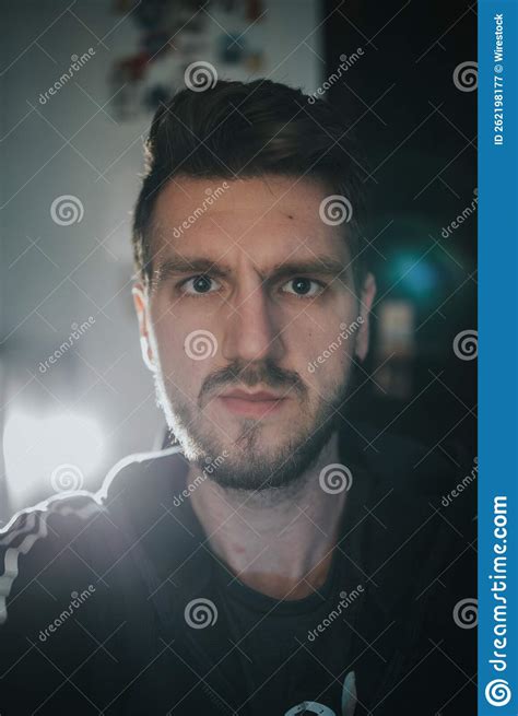 Vertical Shot Of A Frowned Caucasian Male Stock Image Image Of