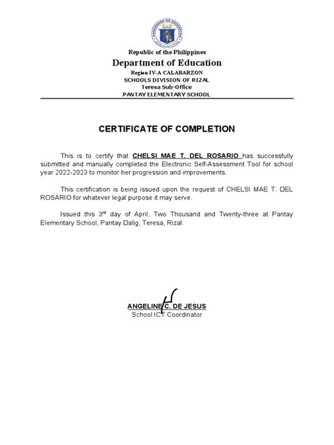 Certificate From Ict Coordinator Pdf
