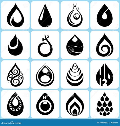 Iconos Del Descenso Del Agua Fijados Ilustración del Vector Ilustración de elemento extracto