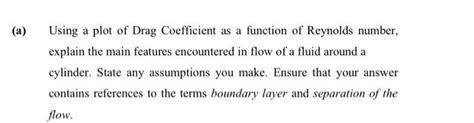 Solved A Using A Plot Of Drag Coefficient As A Function Of Chegg Com