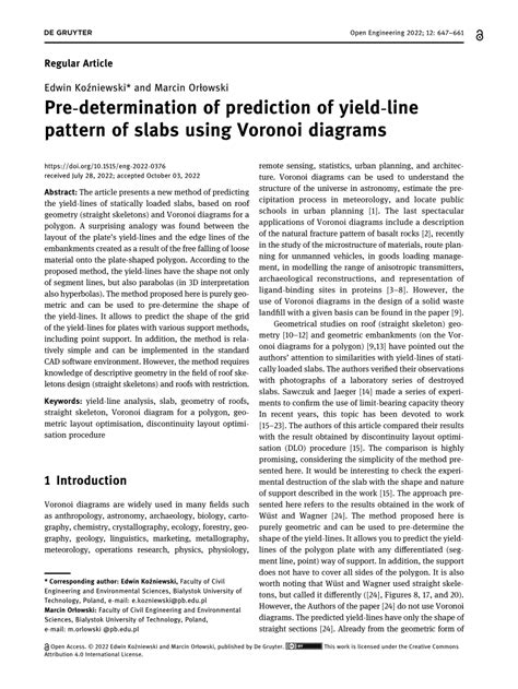 PDF Pre Determination Of Prediction Of Yield Line Pattern Of Slabs Using Voronoi Diagrams
