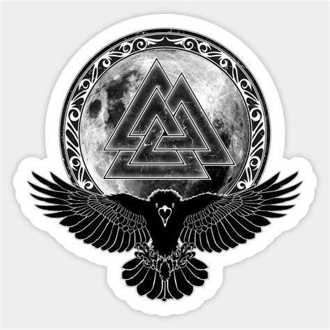 Viking Raven Moon And Valknut Symbol By Nicgraytees