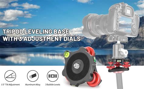 Tripod Head Leveling Base Camera Leveler Triple Wheel Leveler Bubble Black Lp 64
