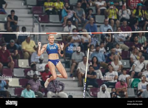 Katie Nageotte Participating In The Pole Vault At The Doha 2019 World