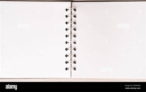Flat Lay Of Open Blank Empty Spiral Sketchbook Notebook Textbook With