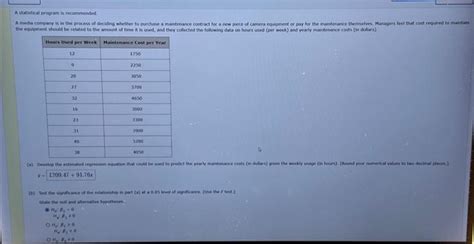 Solved A Statatice Progiam Is Recomumended The Equipmete
