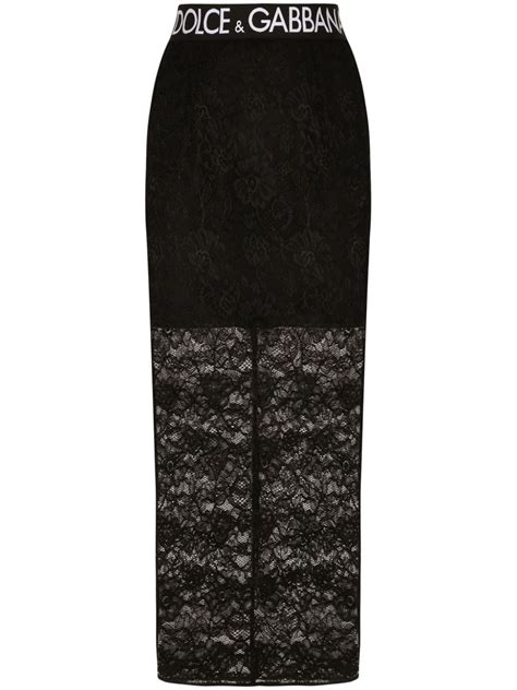 Dolce And Gabbana Lace Midi Skirt Black Farfetch Ng