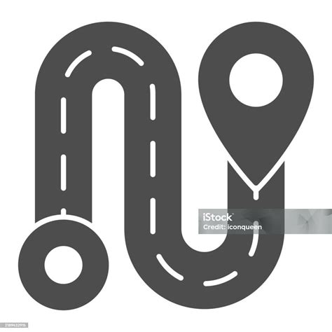 로드맵 솔리드 아이콘 배송 서비스 개념 벡터 그래픽 포인트 투 포인트 도로 위치 흰색 배경에 핀 기호 모바일 또는 웹 디자인용 글리프 스타일 아이콘 가리키기에 대한 스톡