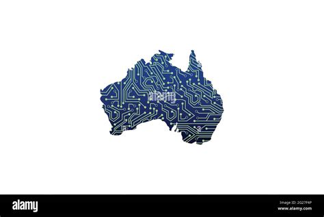 Australia Map Tech Networking Icon Logo Design Illustration Stock