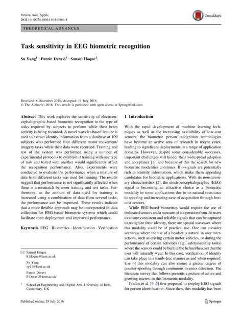 PDF Task Sensitivity In EEG Biometric Recognition