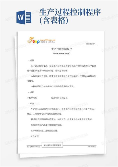 生产过程控制程序 含表格 Word模板下载 编号qjzexeop 熊猫办公