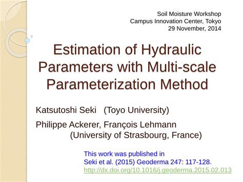 Pdf Estimation Of Hydraulic Parameters With Multi Scale