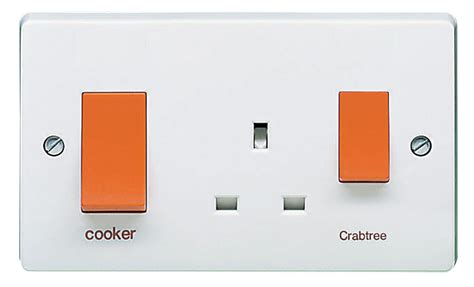 Crabtree 45a Double Pole White Cooker Switch And Socket Departments