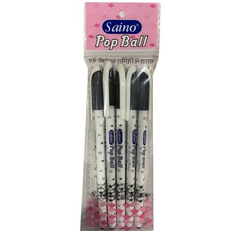 Plastic Saino Pop Black Ball Pen For Writing Packaging Size 5 Pens