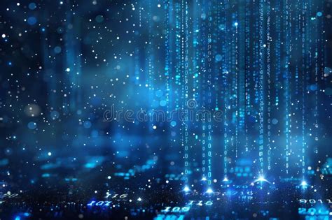 Abstract Background With Blue Glowing Binary Code Numbers And Letters